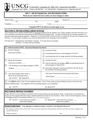 Fillable Online fia uncg 2017 2018 FINANCIAL AID REVISION FORM Fax ...