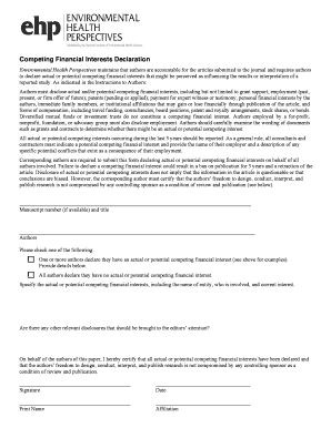 Fillable Online ehp niehs nih Competing Financial Interests Declaration ...