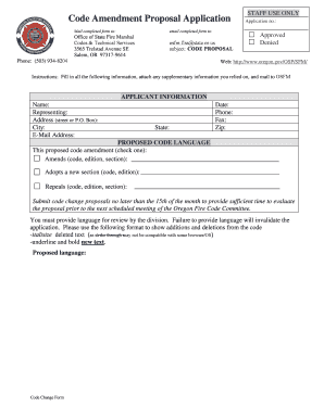 Fillable Online Oregon Code Amendment Proposal Application Fax Email Print - pdfFiller