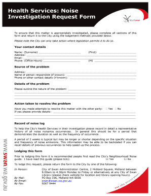 Fillable Online Health Services: General Investigation Request Form - City of... Fax Email Print ...