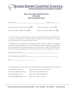 Fillable Online State Assessment Refusal Form Fax Email Print - pdfFiller