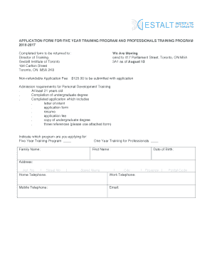 Fillable Online gestalt on 16 FRM Application Form Training Program Fax Email Print - pdfFiller