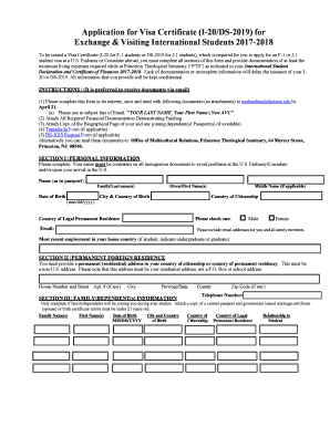 Fillable Online Application for Visa Certificate (I-20/DS-2019) for Fax ...