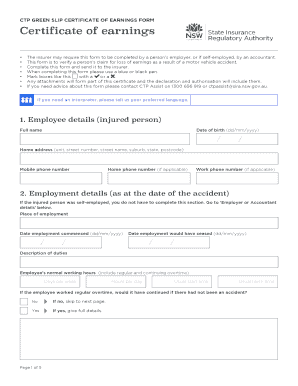 Fillable Online CTP GREEN SLIP CERTIFICATE OF EARNINGS FORM Fax Email ...