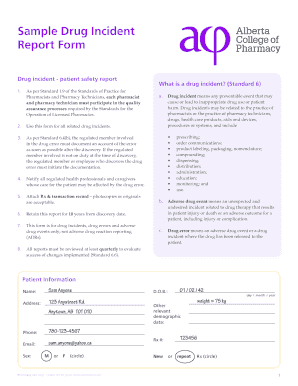 Fillable Online Sample Drug Incident Report Form Fax Email Print ...