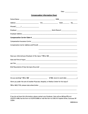 Fillable Online Compensation+Information+Sheet+ Fax Email Print - pdfFiller