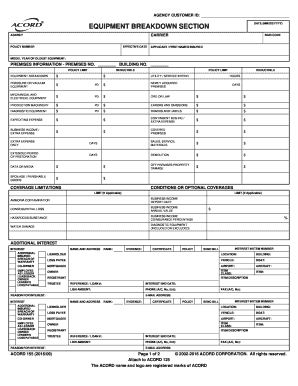Fillable Online Equipment Breakdown Insurance - The Balance Small ...