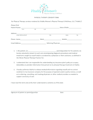 Fillable Online PHYSICAL THERAPY CONSENT FORM For Physical Therapy ... Fax Email Print - pdfFiller