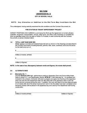Fillable Online BID FORM (ADDENDUM NO. 2) Fax Email Print - pdfFiller