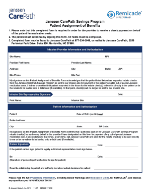 Fillable Online Janssen CarePath Savings Program Patient Assignment of ...