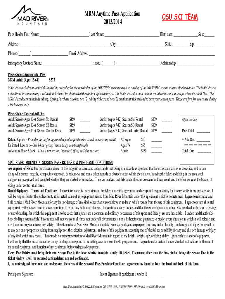 Fillable Online Please fill out completely Master the Mountain ...