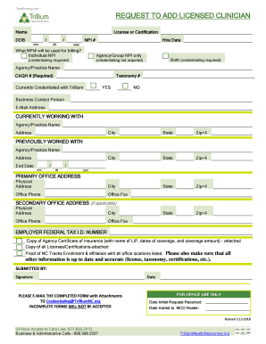 Fillable Online Credentialing Application Packet - Trillium Health ...