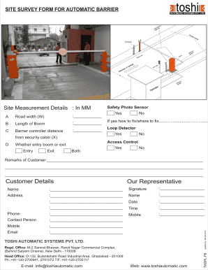 Fillable Online Site Survey Form for Barrier.cdr - Nirmal Automation ...