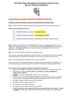 Fillable Online 2019 Mine Water Management Symposium Student Poster ...