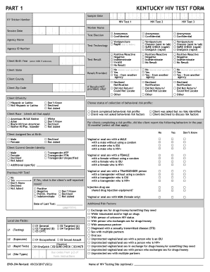Fillable Online chfs ky KENTUCKY HIV TEST FORM PART 1 Fax Email Print ...