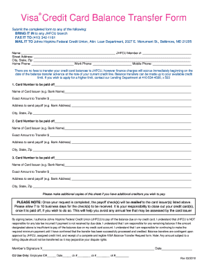 Fillable Online Visa Credit Card Balance Transfer Form Fax Email Print ...