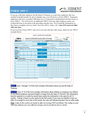 Fillable Online humanresources vermont Form 1095C Example. IRS Form ...