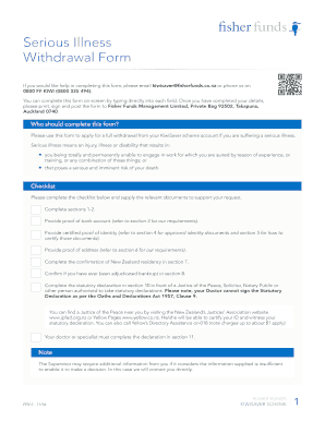 Fillable Online fisherfunds co Fisher Funds KiwiSaver Scheme Serious Illness Withdrawal Form ...