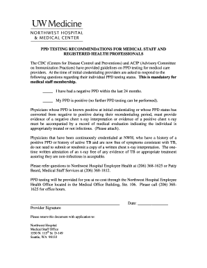 Fillable Online PPD TESTING RECOMMENDATIONS FOR MEDICAL STAFF AND ...