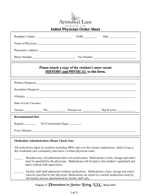 Fillable Online Initial Physician Order Sheet Fax Email Print - pdfFiller