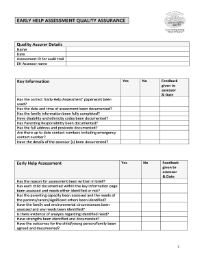 Fillable Online EARLY HELP ASSESSMENT QUALITY ASSURANCE Fax Email Print ...