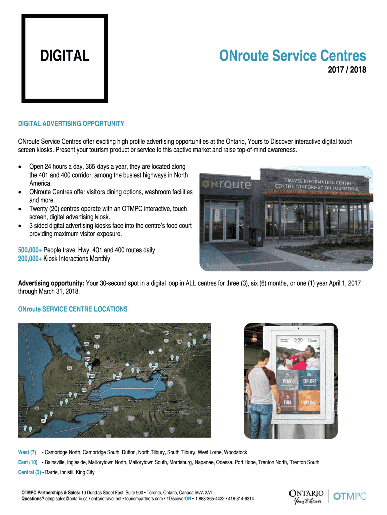 Fillable Online ONroute Service Centres DIGITAL Fax Email Print - pdfFiller