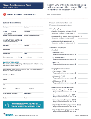 Fillable Online Copay Reimbursement Form - SPINRAZA-hcp.com Fax Email Print - pdfFiller