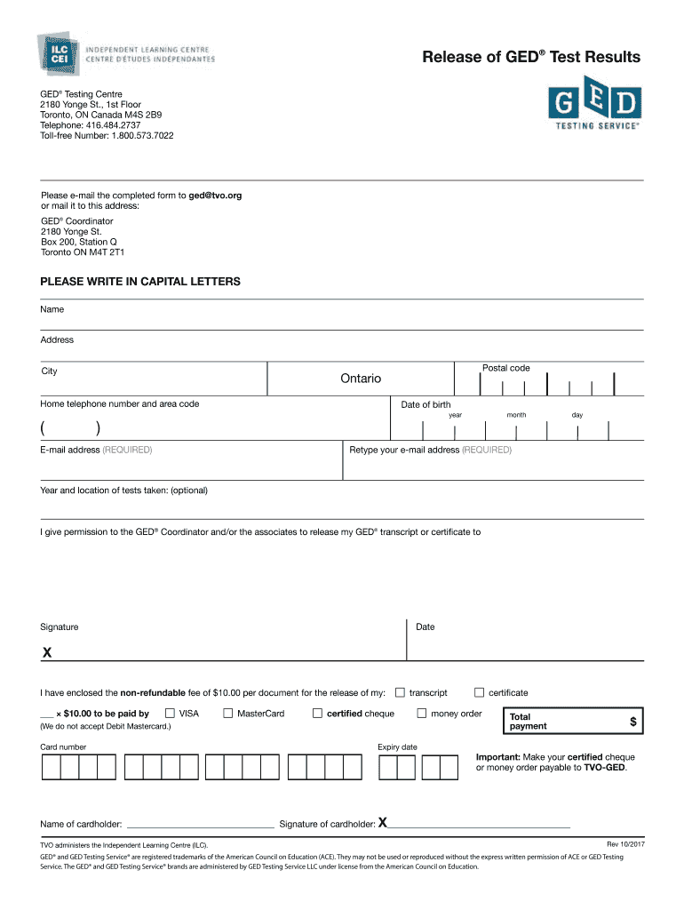 Fillable Online Release of GED Test Results Fax Email Print - pdfFiller