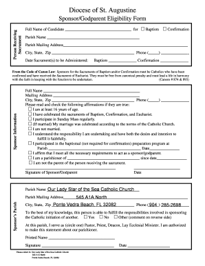 Fillable Online Diocese of St. Augustine - Our Lady Star of the Sea ...