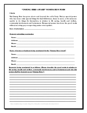 Fillable Online Unsung Heroes Award Nomination Form - Adopted 09-19-11 ...