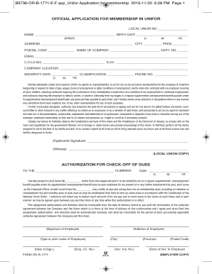Fillable Online Unifor Application for membership - Unifor2002 Fax ...
