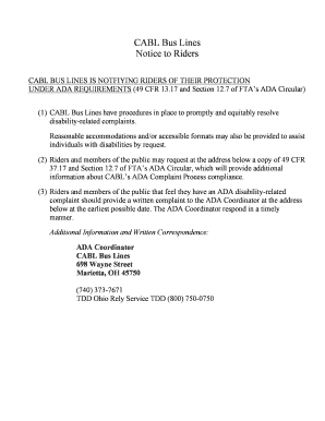 Fillable Online CABL ADA Notice and Complaint Form Fax Email Print ...