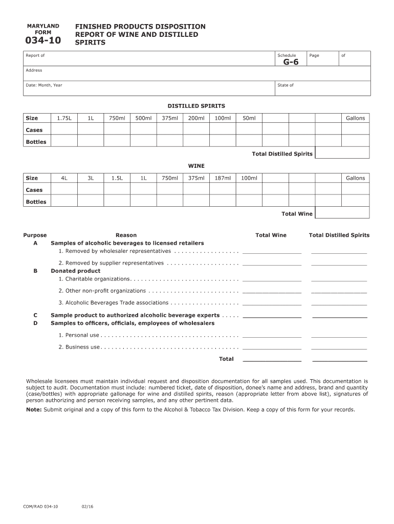 Fillable Online finished products disposition report of wine and ...