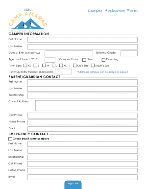 Fillable Online Camper Status: Fax Email Print - pdfFiller