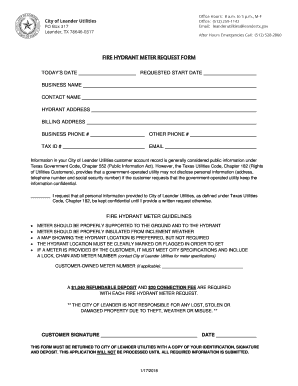 Fillable Online FIRE HYDRANT METER REQUEST FORM Fax Email Print - pdfFiller