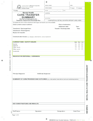 Fillable Online care transfer summary - WA Health Fax Email Print ...