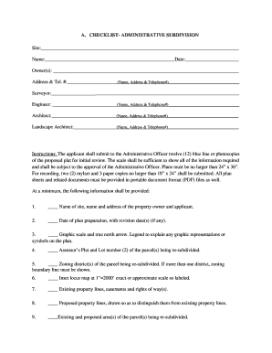 Fillable Online H. MASTER PLAN CHECKLIST MAJOR LAND DEVELOPMENT ... Fax ...