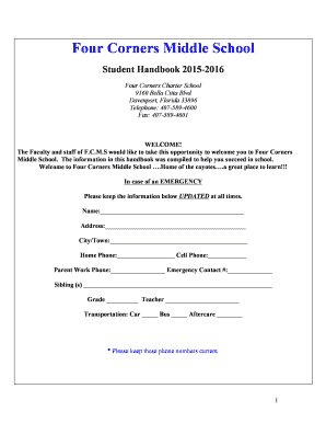 Fillable Online Four Corners Middle School - Documents Free Download ...