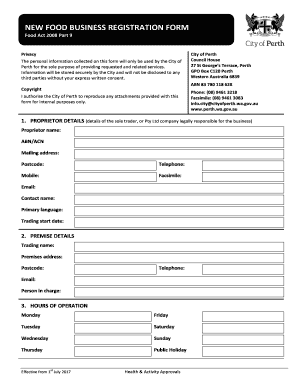 Fillable Online NEW FOOD BUSINESS REGISTRATION FORM Fax Email Print ...
