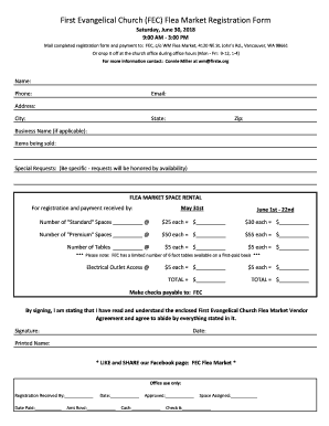 Fillable Online First Evangelical Church (FEC) Flea Market Registration ...