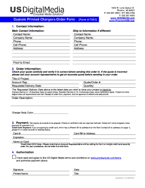 Fillable Online Custom Printed Chargers Order Form Form #7003 - Premium ...