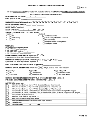 Fillable Online dbhdid ky PASRR Forms - Kentucky Cabinet for Health and ...
