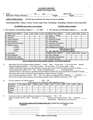 Fillable Online ALLERGY HISTORY Fax Email Print - pdfFiller