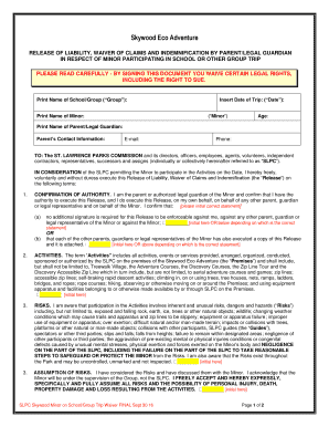 Fillable Online IN RESPECT OF MINOR PARTICIPATING IN SCHOOL OR OTHER ...