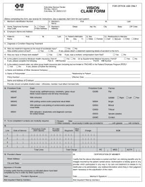 Fillable Online vision claim form - My Health Toolkit Fax Email Print ...