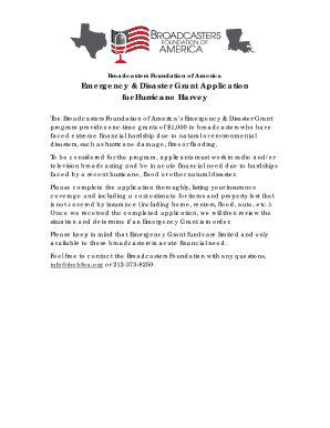 Fillable Online Emergency & Disaster Grant Application Fax Email Print ...