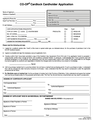Fillable Online CO-OP Cardlock Cardholder Application - Pembina West Co ...