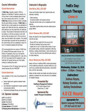 Fillable Online FedEx Day: Speech Therapy Brochure - Quality Therapy ...