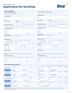 Fillable Online Application for hardship - BNZ Fax Email Print - pdfFiller