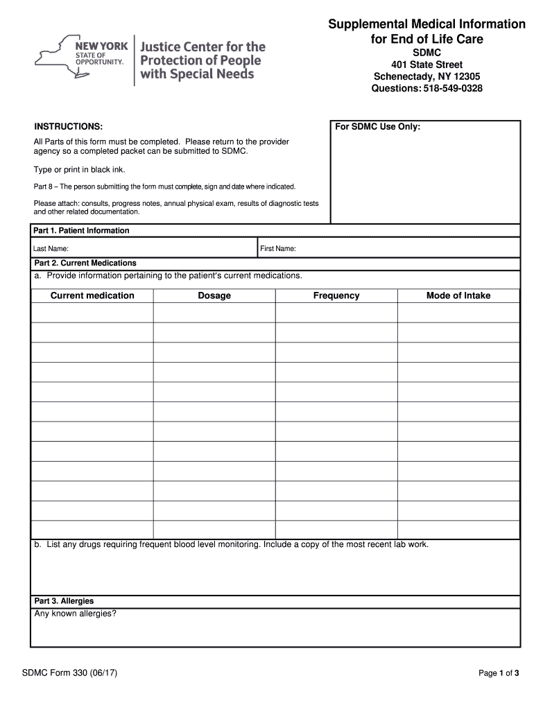 Fillable Online SDMC 330 Supplemental Medical Information.pdf Fax Email ...